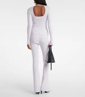 COURREGES Courrèges Logo Cutout Ribbed-knit Top