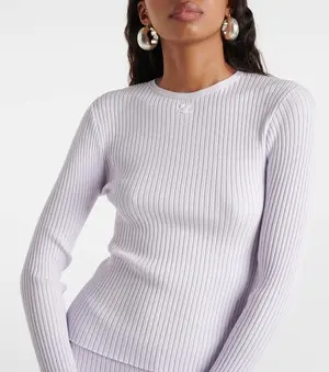 COURREGES Courrèges Logo Cutout Ribbed-knit Top