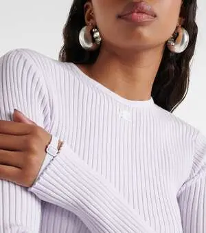 COURREGES Courrèges Logo Cutout Ribbed-knit Top