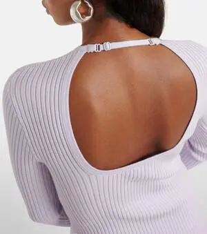 COURREGES Courrèges Logo Cutout Ribbed-knit Top