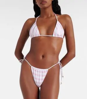 BANANHOT Bell Striped Bikini Bottom - White
