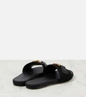 Chloé Marcie Leather-trimmed Espadrille Slides