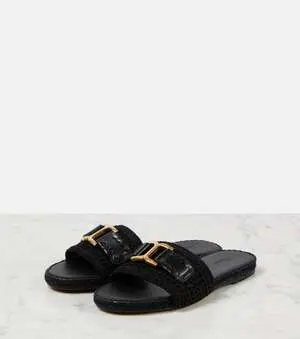Chloé Marcie Leather-trimmed Espadrille Slides