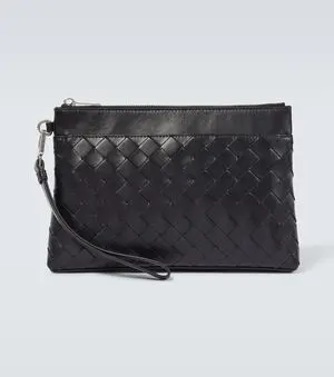 Bottega Veneta Prism Leather Pouch - Black