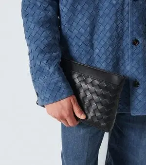 Bottega Veneta Prism Leather Pouch - Black