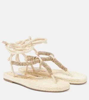 AQUAZZURA Sunkissed Embellished Thong Sandals - Metallic