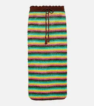 Anna Kosturova Striped Crochet Midi Skirt - Multicoloured