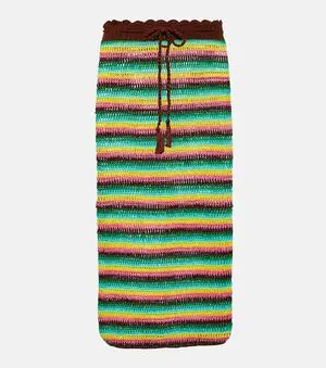 Anna Kosturova Striped Crochet Midi Skirt - Multicoloured