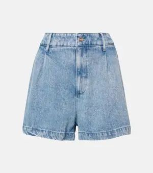 7 For All Mankind High-rise Pleated Shorts - Blue