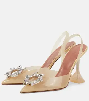 Amina Muaddi Begum 95 Pvc Slingback Pumps - Beige