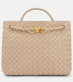 Bottega Veneta Andiamo Intrecciato Medium Leather Shoulder Bag - Beige