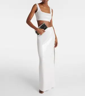 Galvan Sequin Embellished Crop Top - White