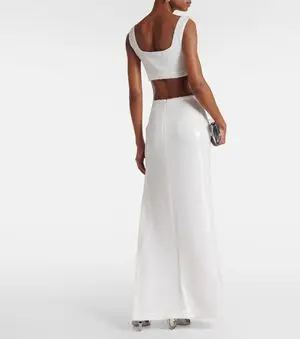 Galvan Sequin Embellished Crop Top - White