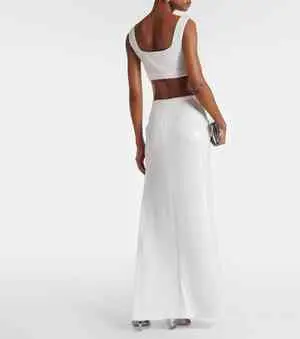 Galvan Sequin Embellished Crop Top - White