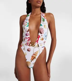 Dolce & Gabbana Capri Printed Halterneck Swimsuit