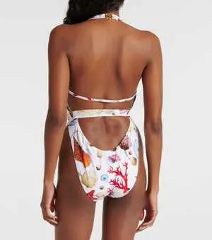 Dolce & Gabbana Capri Printed Halterneck Swimsuit