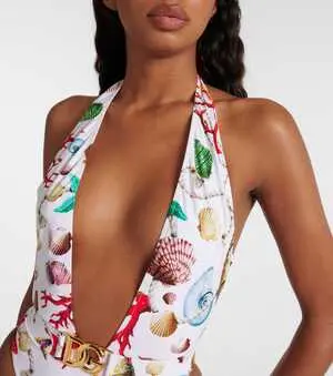 Dolce & Gabbana Capri Printed Halterneck Swimsuit