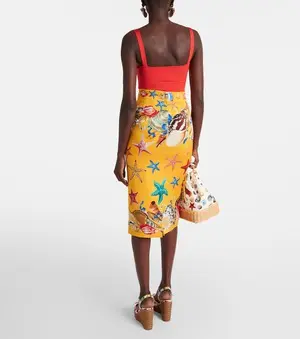 Dolce & Gabbana Capri Printed Silk-blend Midi Skirt