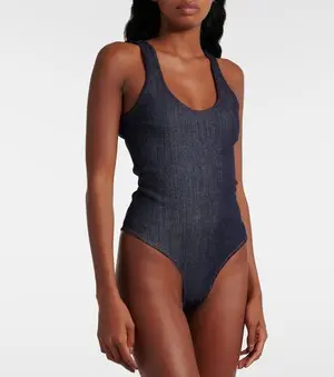 Alaïa Denim Bodysuit - Blue