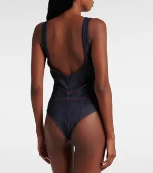 Alaïa Denim Bodysuit - Blue