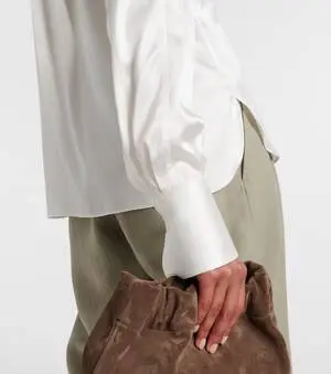 Brunello Cucinelli Silk-blend Satin Blouse - White