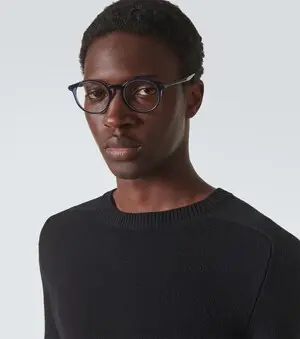 Dior Diorblacksuito R6i Round Frame Glasses - Blue