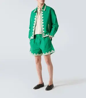 BODE Ripple Embroidered Cotton Shorts