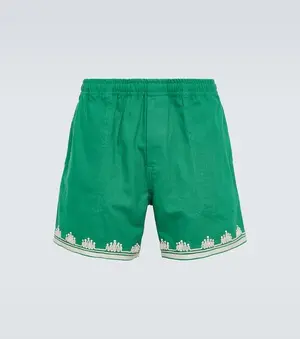 BODE Ripple Embroidered Cotton Shorts