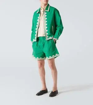 BODE Ripple Embroidered Cotton Shorts