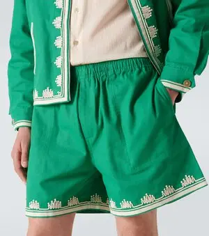 BODE Ripple Embroidered Cotton Shorts