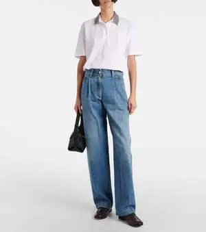 Brunello Cucinelli Pleated High-rise Wide-leg Jeans