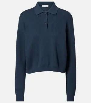 Brunello Cucinelli Cotton Polo Sweater - Blue
