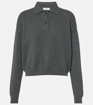 Brunello Cucinelli Brunello Cucinelli Cotton Polo Sweater Grey