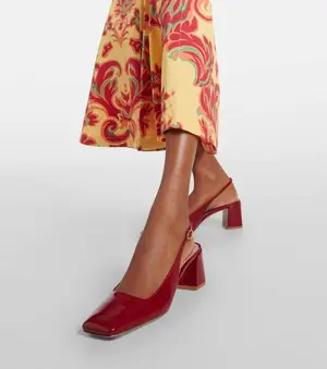 GIANVITO ROSSI Freeda Patent Leather Slingback Pumps - Burgundy