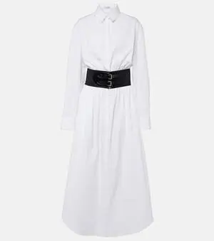 Alaïa Cotton Poplin Shirt Dress - White