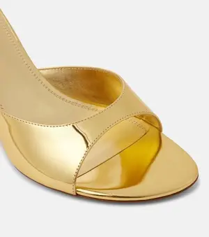 Amina Muaddi Metallic Leather Slides