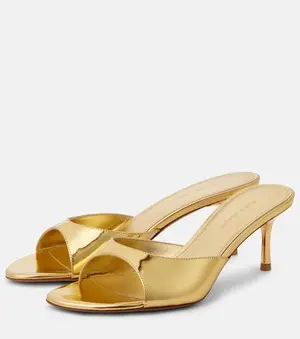 Amina Muaddi Jeanne 60 Metallic Leather Mules - Gold