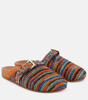 Clergerie Quinta Crochet Raffia Slides - Multicoloured