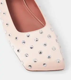 Amina Muaddi Ane Crystal-embellished Ballet Flats - Pink