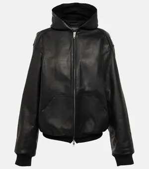 Balenciaga Hooded Leather Jacket - Black
