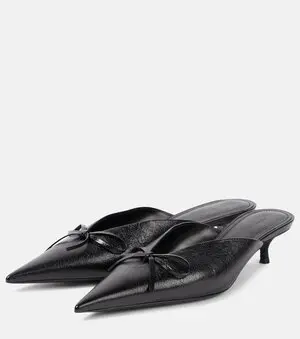 Balenciaga Knife Bow Leather Mules - Black