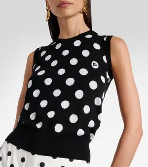 Dolce & Gabbana Polka-dot Wool And Silk Tank Top - Black