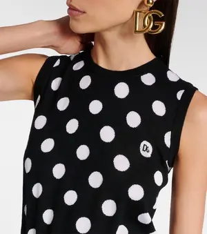 Dolce & Gabbana Polka-dot Wool And Silk Tank Top - Black