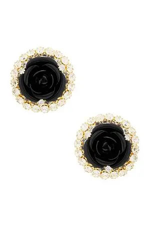 ROWEN ROSE Rose Earrings - Black Rose & White