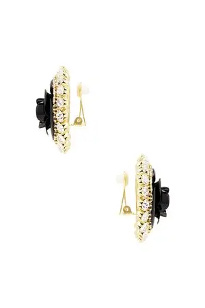 ROWEN ROSE Rose Earrings - Black Rose & White