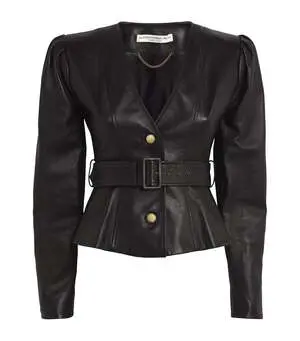Alessandra Rich Learher Belted Jacket