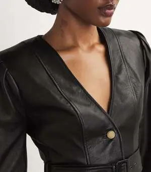 Alessandra Rich Learher Belted Jacket