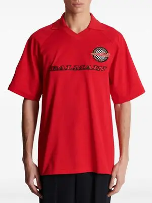 Balmain Logo-patch Cotton Polo Shirt