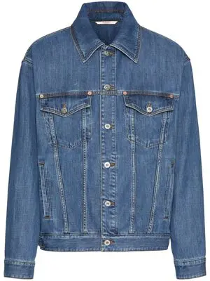 Valentino Garavani Logo-appliqué Denim Jacket - Blue
