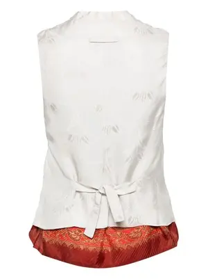 IBRIGU Jacquard Tie-fastening Waistcoat